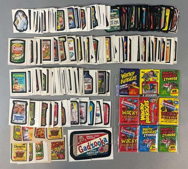 350+ 1979 - 90s Topps Wacky Packs Cards + 6 - 1980 - 89 Unopened Packs ...