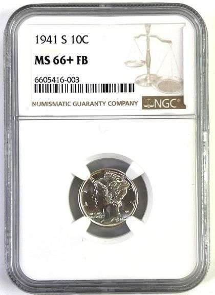 1941 S Mercury Dime NGC MS66+ FB - Matthew Bullock Auctioneers
