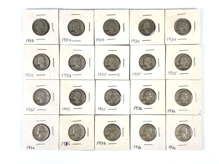 Group of (20) US Washington Quarters - Matthew Bullock Auctioneers
