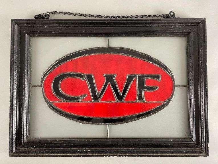 CWF Stained Glass Advertising Sign - Matthew Bullock Auctioneers
