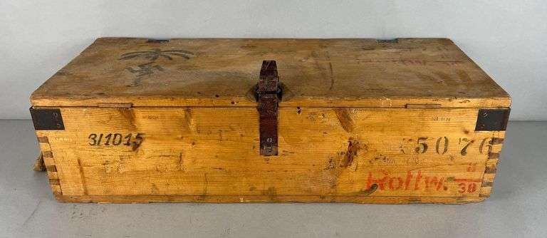 1938 WW2 German Afrikorps Wood Ammunition Box - Matthew Bullock Auctioneers
