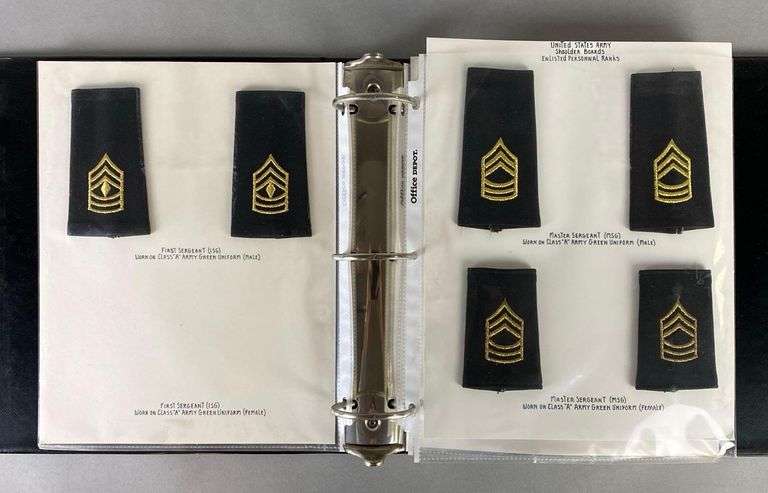 Binder of US Army Enlisted Personnel Ranks Shoulder Boards - Matthew ...