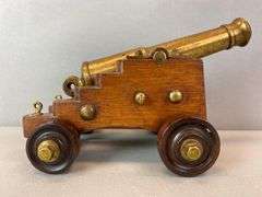 Original Ships Brass Signal Cannon with Wood Base - Matthew Bullock ...