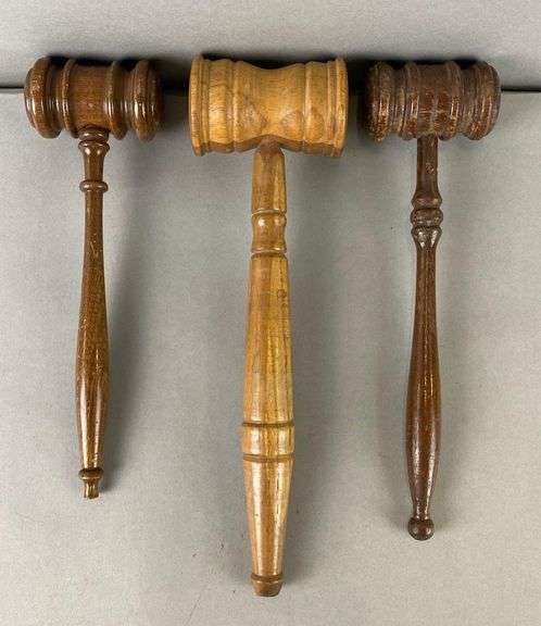 Group of 3 Wood Gavels - Matthew Bullock Auctioneers