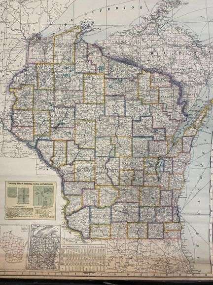 Large 1950 Crams Superior Wisconsin Reference Map - Matthew Bullock Auctioneers
