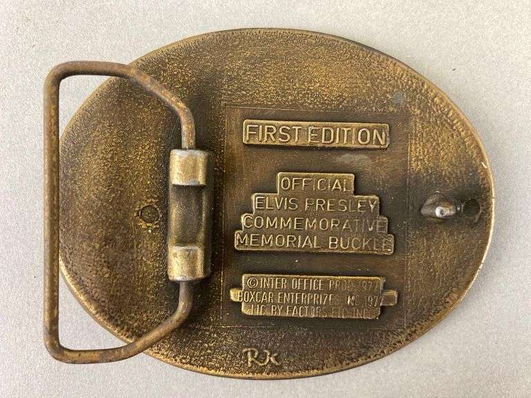 Brass Elvis Memorial Belt Buckle - Matthew Bullock Auctioneers