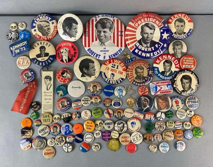 Group of 50+ Robert F. Kennedy Button Pins - Matthew Bullock Auctioneers