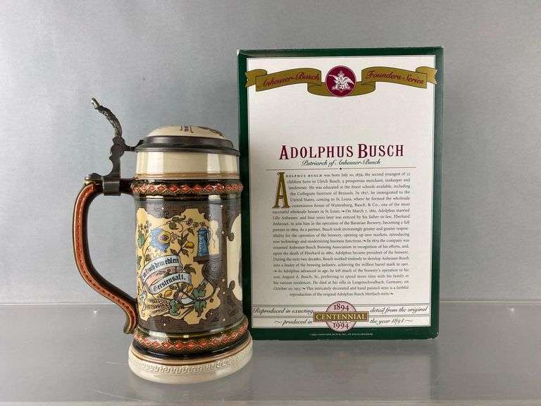 1994 Adolphus Busch Centennial Collectible Stein - Matthew Bullock ...