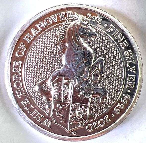 2020 Queens Beast White Horse of Hanover 2 oz .999 Fine Silver Round ...