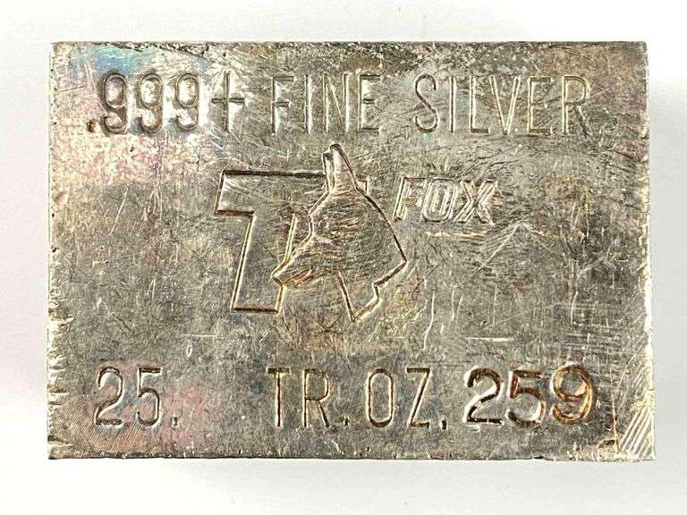 Fox 25 oz .999 Fine Silver Block Bar - Matthew Bullock Auctioneers