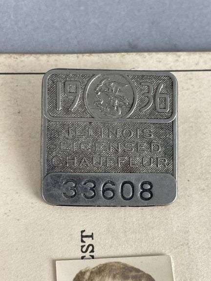 1936 Illinois Chauffeurs Badge with Paperwork - Matthew Bullock Auctioneers