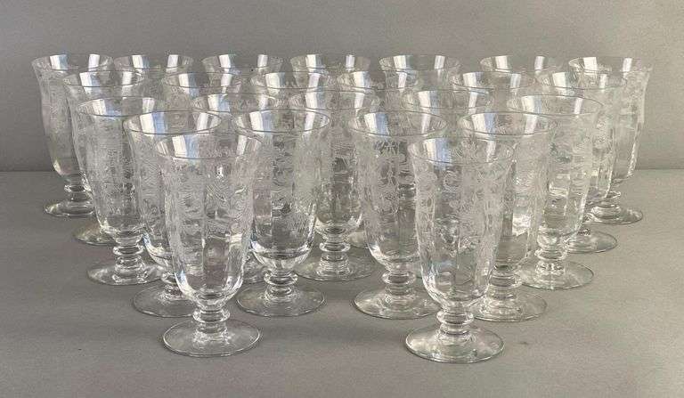 Group of 20+ Tiffin Byzantine Pattern Crystal Juice Glasses - Matthew ...