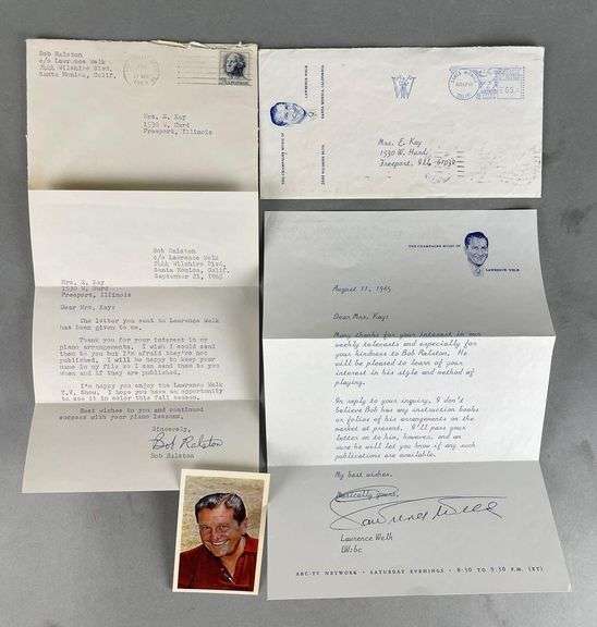 Group of Lawrence Welk and Bob Ralston Signed Letters - Matthew Bullock ...
