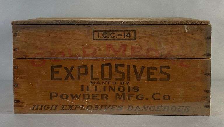 Gold Medal Explosives Powder Mfg. Co. Illinois Advertising Wood Crate ...