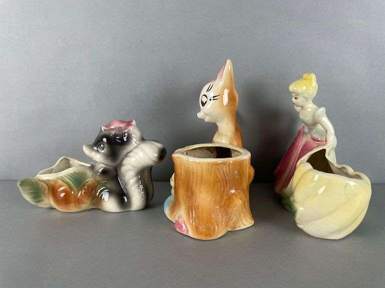 Group of 3 Vintage Walt Disney Character Ceramic Planter Pots - Matthew ...