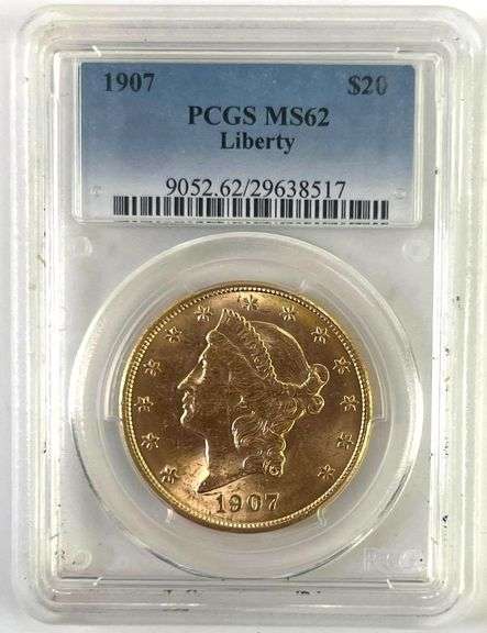 1907 US $20 Gold Liberty PCGS MS62 - Matthew Bullock Auctioneers