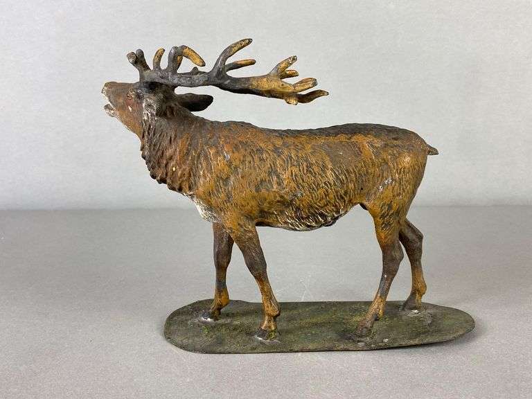 Vintage Cast Metal Painted Deer/Stag Statue - Matthew Bullock Auctioneers