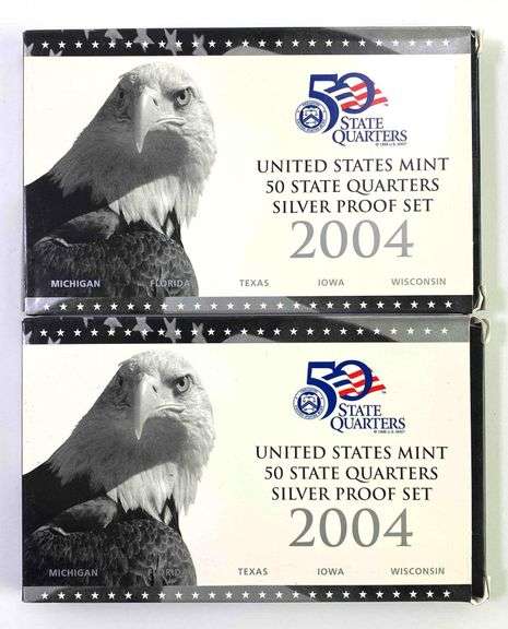 Group of (2) 2004 United States Mint 50 State Quarters Silver Proof Set ...