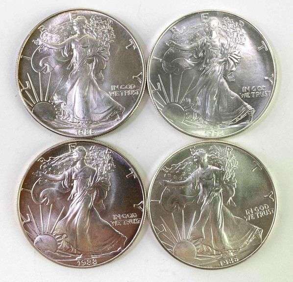 Group of (4) US American Silver Eagle 1 oz .999 Fine Silver Round - Matthew Bullock Auctioneers