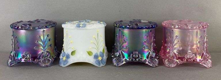 Group of 4 Fenton Art Glass Trinket Boxes - Matthew Bullock Auctioneers