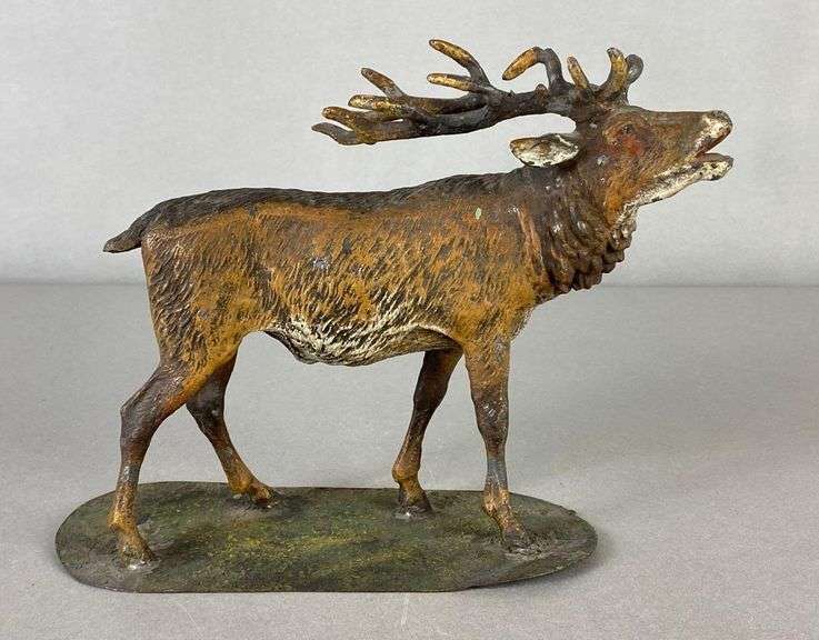 Vintage Cast Metal Painted Deer/Stag Statue - Matthew Bullock Auctioneers