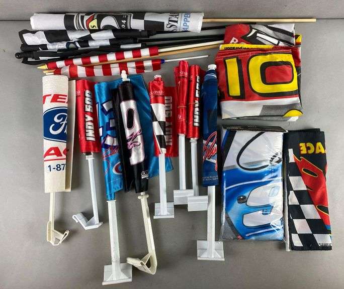 Group of 18 NASCAR and USA Flags - Matthew Bullock Auctioneers