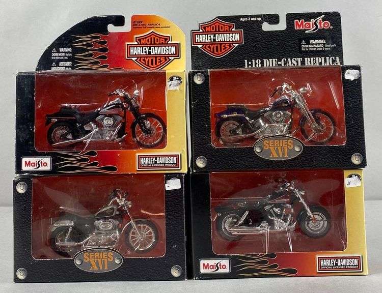 Group of 4 Maisto Harley Davidson Die-Cast Motorcycles - Matthew ...