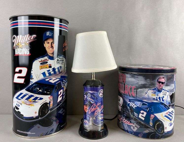 Group of 3 NASCAR Rusty Wallace Metal Bins and Lamp - Matthew Bullock ...