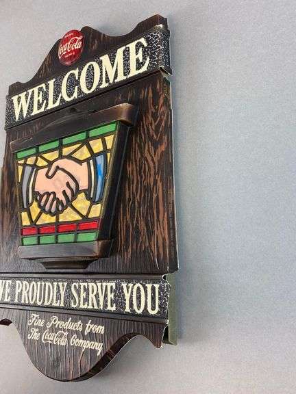 Vintage Coca-Cola Welcome Plastic Advertising Sign - Matthew Bullock ...