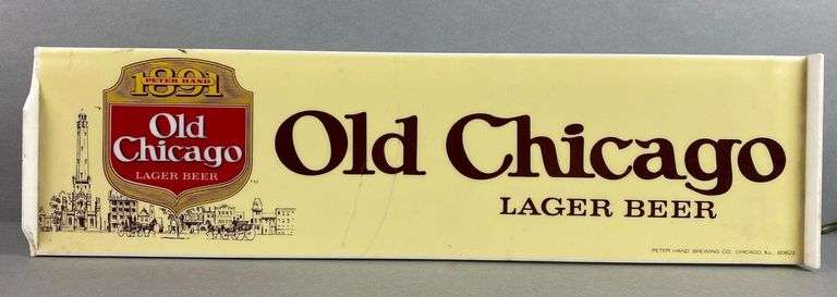 Peter Hand Old Chicago Lager Beer Light Up Advertising Sign - Matthew ...