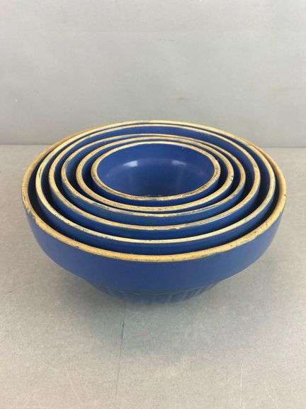 Set of 6 Red Wing Blue Stoneware Nesting Mixing Bowls - Matthew Bullock ...