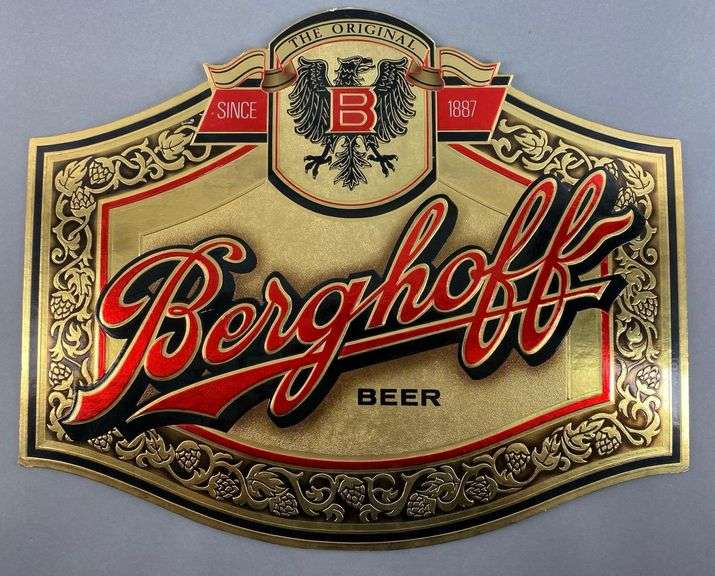 Berghoff Beer Embossed Cardboard Advertising Sign - Matthew Bullock ...