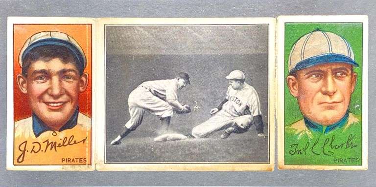 1912 T202 Hassan Triple Folders J.D. Miller, Tris Speaker, and Fred ...