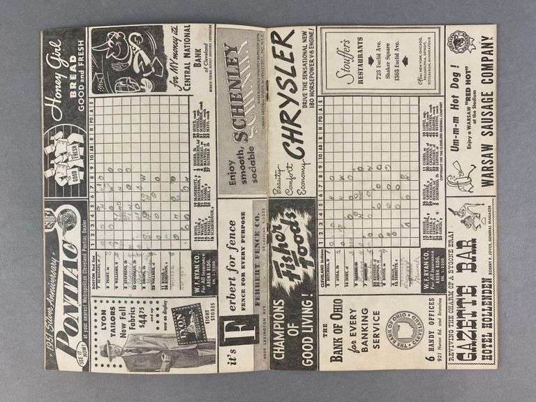 6 - 1951 Cleveland Indians Score Cards + 1969 Kessler Baseball Fan ...