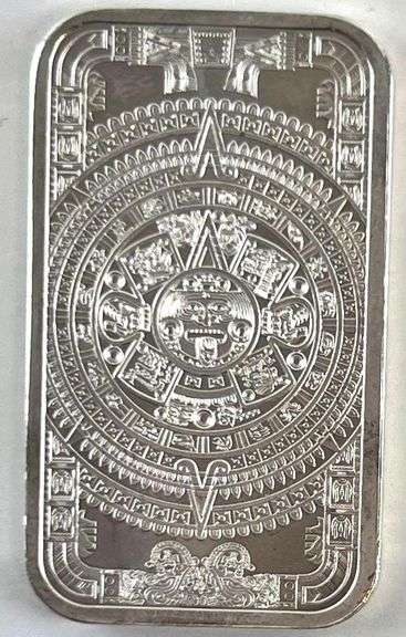 Cuauhtemoc Aztec Calendar Bar 1oz .999 Fine Silver - Matthew Bullock ...