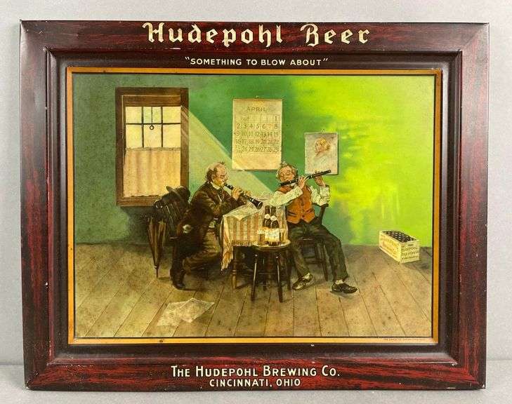 1933 Hudepohl Beer Metal Advertising Sign - Matthew Bullock Auctioneers