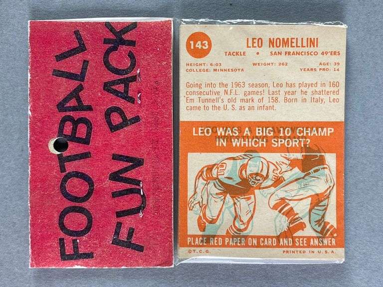 1963 Topps Football West Corps Cello Fun Pack - Matthew Bullock Auctioneers