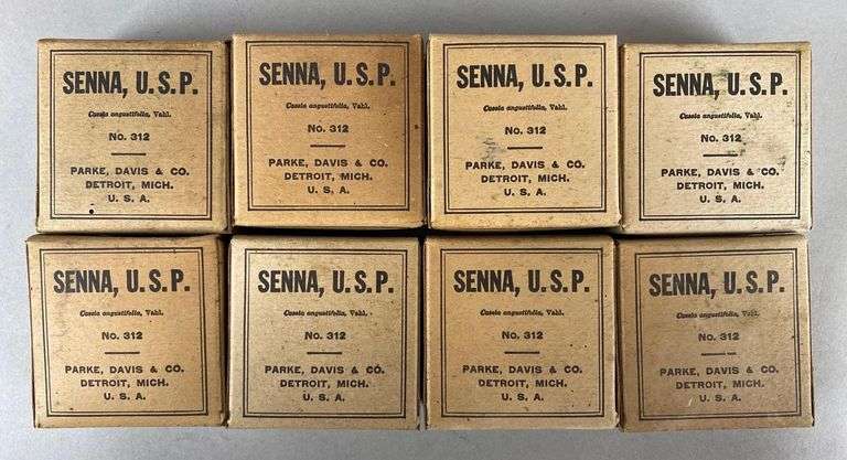 Group of 8 Senna USP Cassia Angustifolia Advertising Boxes - Matthew ...