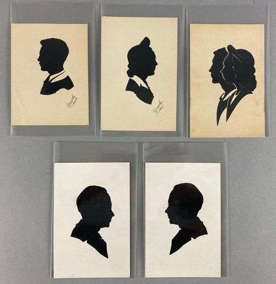 Group of 5 Paper Silhouette Cards - Matthew Bullock Auctioneers