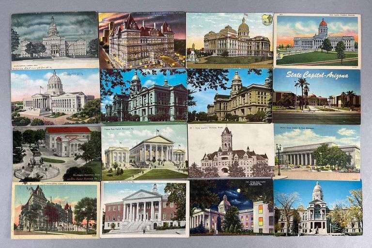 Postcards - 120+ State Capitol Buildings - Matthew Bullock Auctioneers