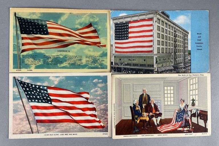 Postcards - 60+ Patriotic Flags - Matthew Bullock Auctioneers