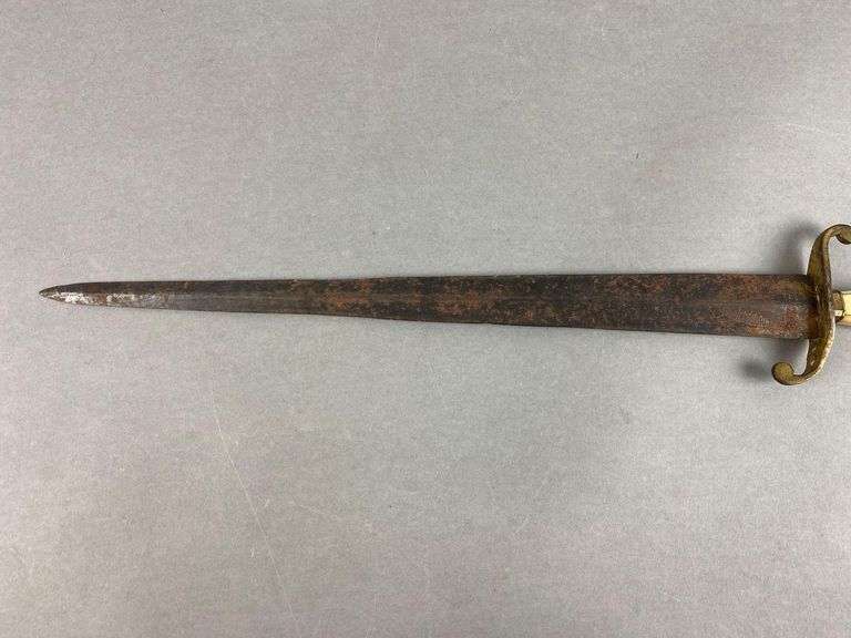 Double-Sided Dagger With Brass Guard and Hilt - Matthew Bullock Auctioneers