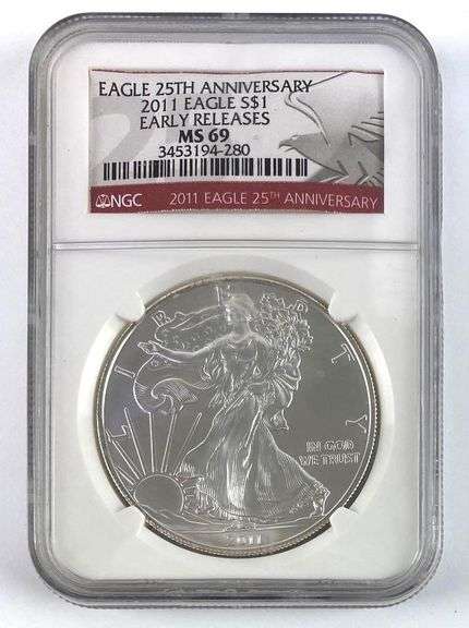2011 25th Anniversary ER US Mint Silver American Eagle .999 Fine Silver NGC MS69 Eagle - Matthew ...