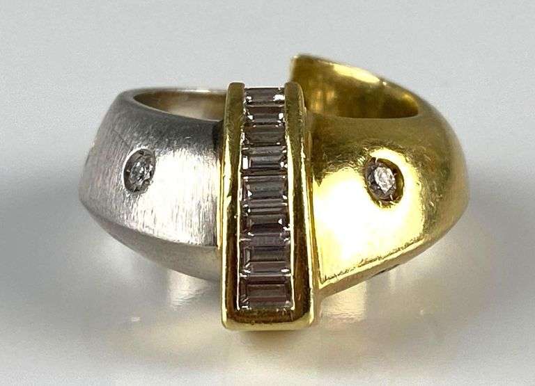18K Gold/Platinum Diamond Designer Ring - Matthew Bullock Auctioneers