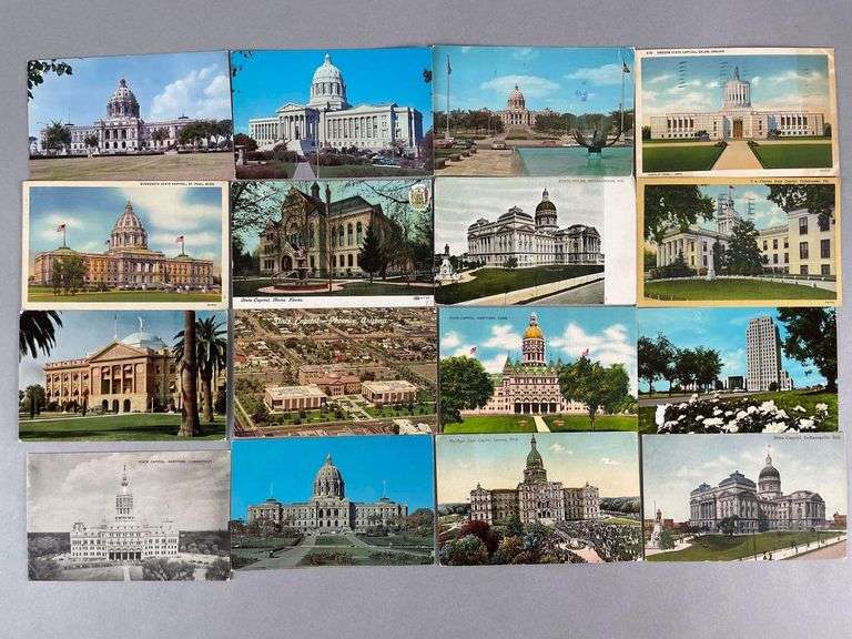 Postcards - 120+ State Capitol Buildings - Matthew Bullock Auctioneers