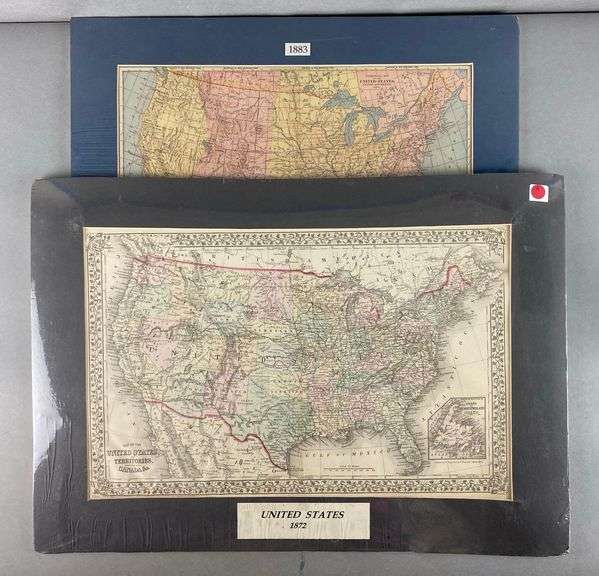 Group of 2 1872 - 1883 US Maps - Matthew Bullock Auctioneers