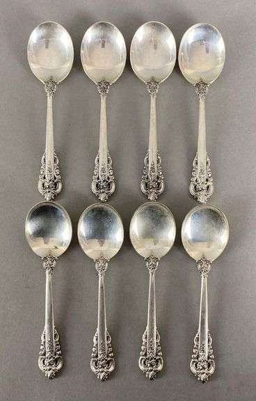 Set of 8 Wallace Grande Baroque Sterling Silver Soup Spoons - Matthew ...