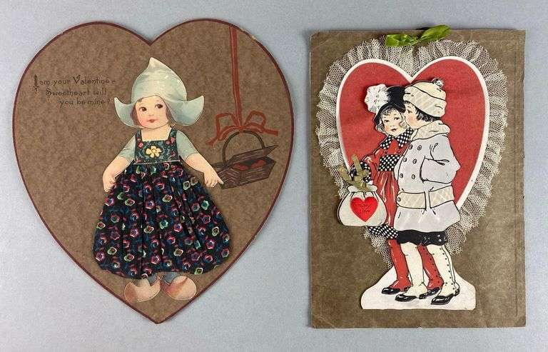 Group of 2 Vintage Valentines Day Cards - Matthew Bullock Auctioneers