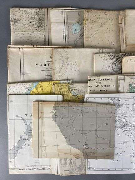 Group of 20+ 1950s Island Sear Charts/Maps - Matthew Bullock Auctioneers