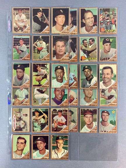 33 - 1962 Topps Baseball Green Tint Variations with HOFs, Stars, and ...